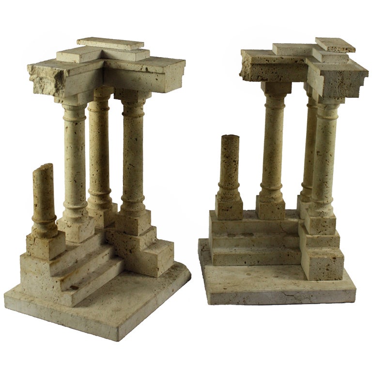 A Pair Of Travertine Roman Ruin Models at 1stDibs