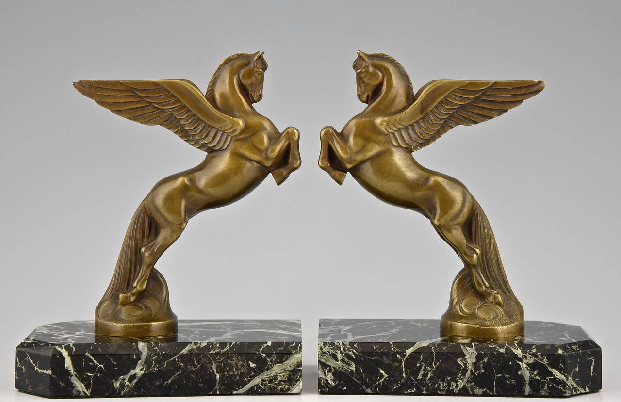 Art Deco Bronze Bookends Pagasus by Frecourt, France, 1930 at 1stDibs ...