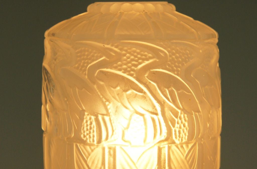 Art Deco Robj Glass and Iron Table Lamp or Perfume Burner at 1stDibs