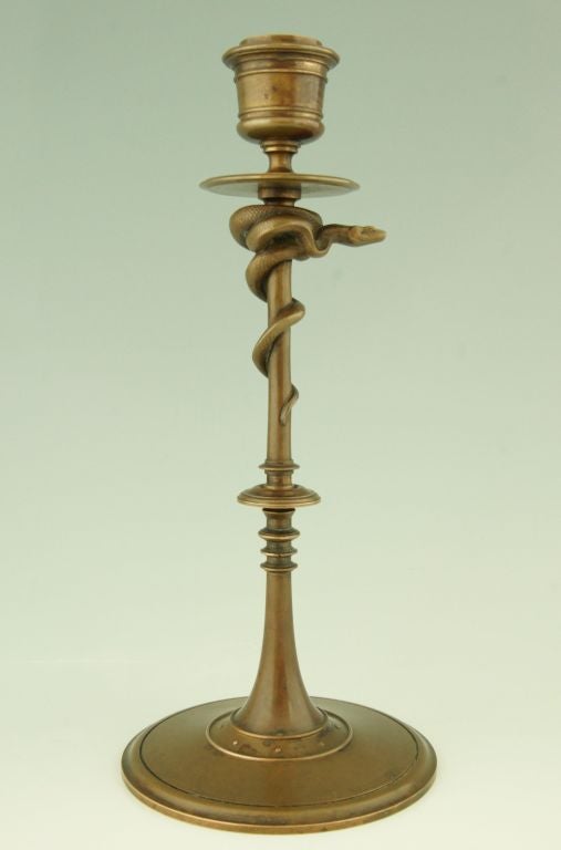 Antique Bronze Snake Candlesticks by Barbedienne at 1stDibs