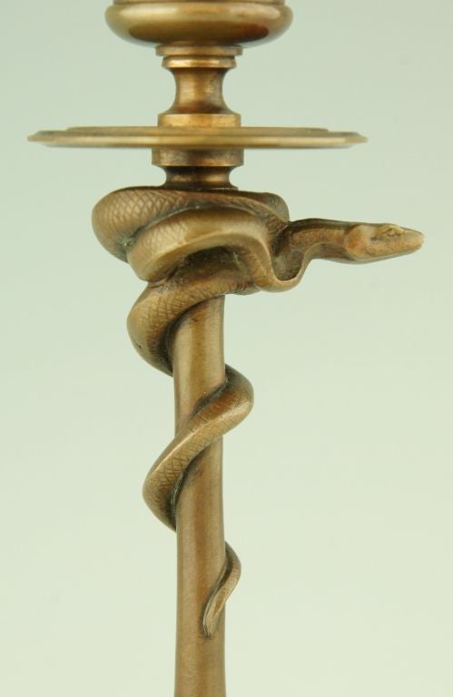 Antique Bronze Snake Candlesticks by Barbedienne at 1stDibs