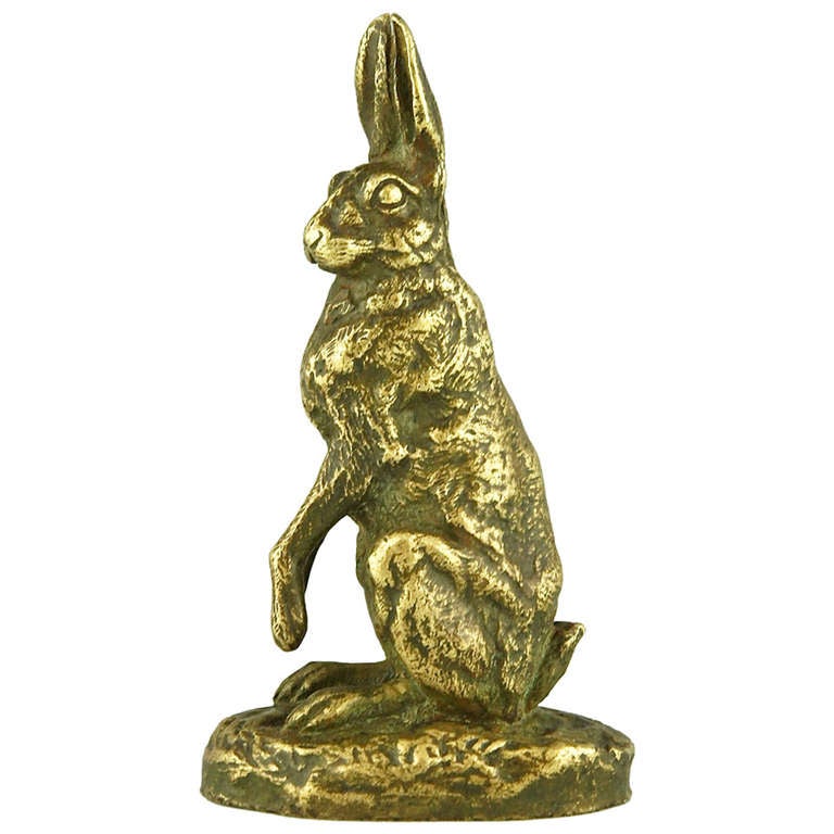 Antique Bronze Sculpture of a Sitting Hare by Alfred Dubucand, France ...