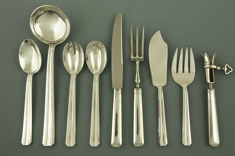 Extensive Art Deco 116 Piece Silver Plated Cutlery Set by Perrin ...