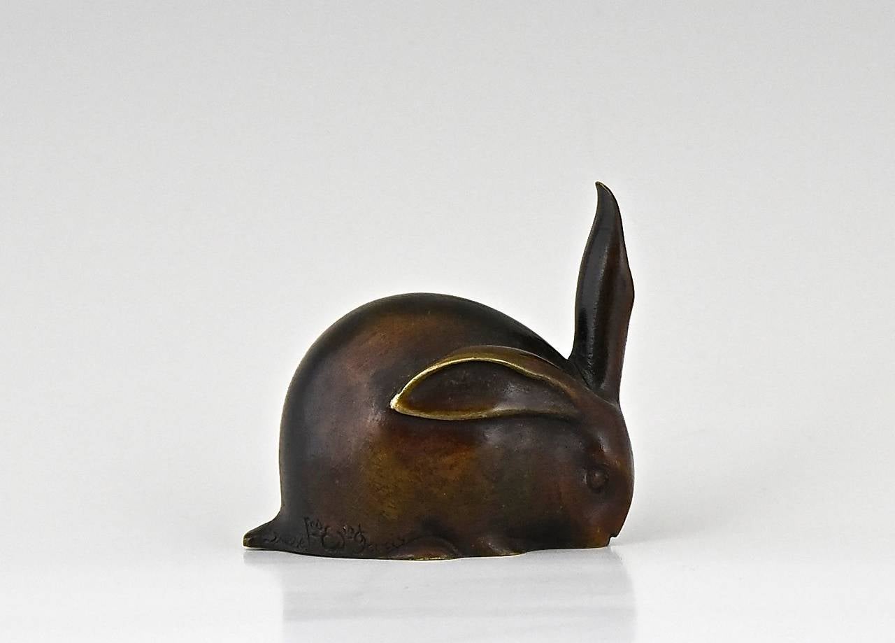 Art Deco bronze sculpture rabbit by Eduard Marcel Sandoz, Susse Freres ...