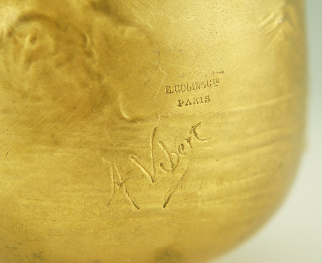 French gilt bronze Art Nouveau vase with nudes by Alexandre Vibert. at ...
