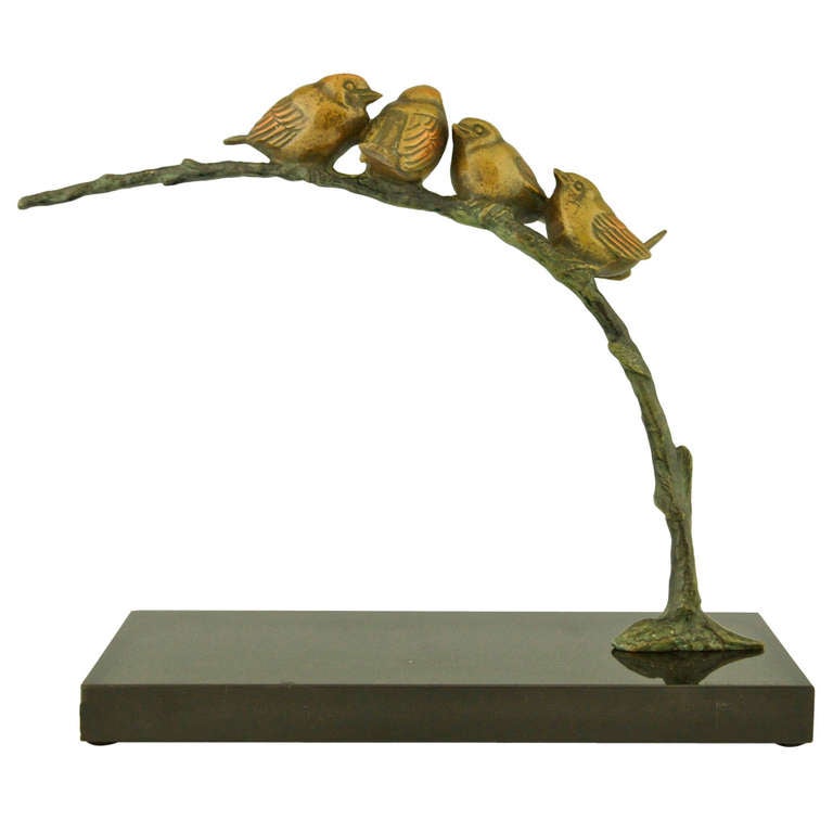 Art Deco Bronze Birds on a Branch by Irenee Rochard, 1930 at 1stDibs