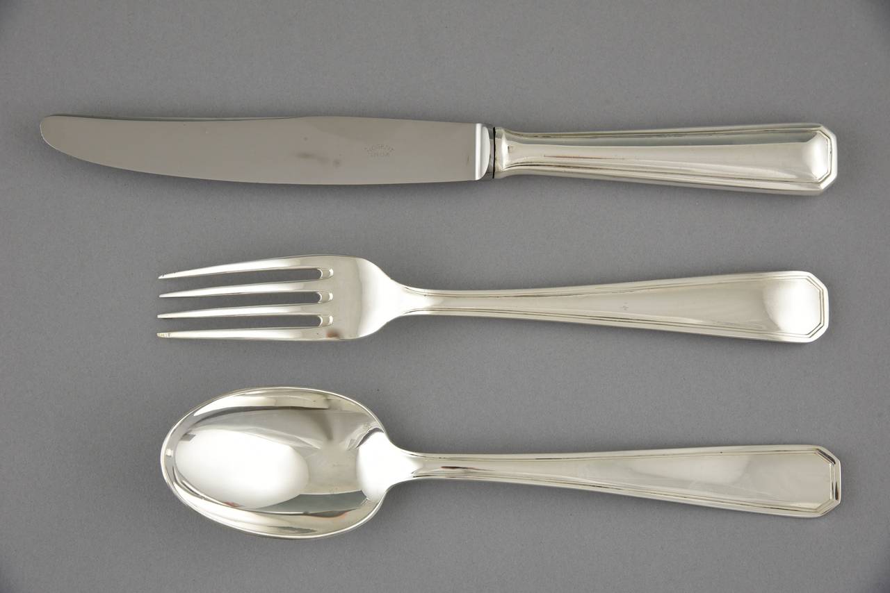 French Art Deco Silverware Cutlery Set for 12 Persons, 110 Pieces ...