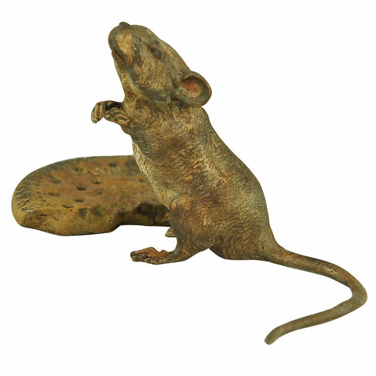 Cold Painted Vienna Bronze Mouse with Biscuit by Bergman at 1stDibs ...