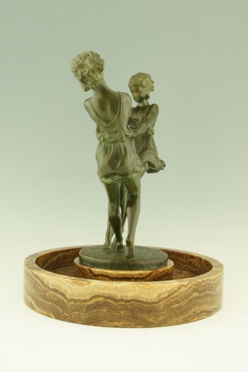 French Art Deco Bronze Sculpture two girls dancing by Andre Gilbert ...