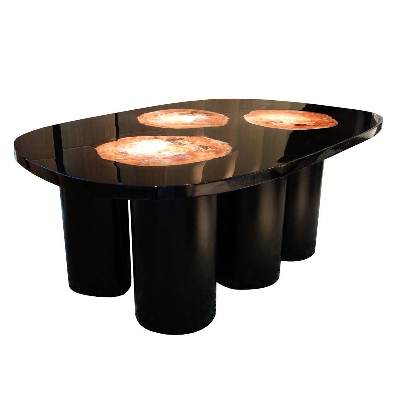 Ado Chale Table with Petrified Wood Inlay at 1stDibs