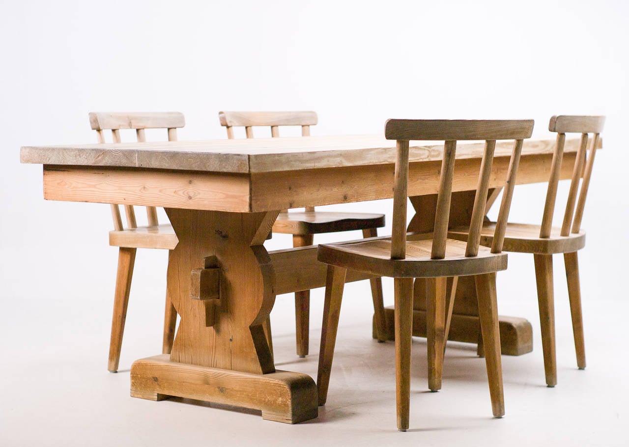 Swedish 1930s Dining Table in Pine at 1stDibs