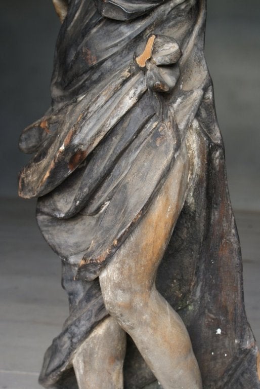 Early 18th century Wooden statue of a Lascivious Woman For Sale at 1stDibs