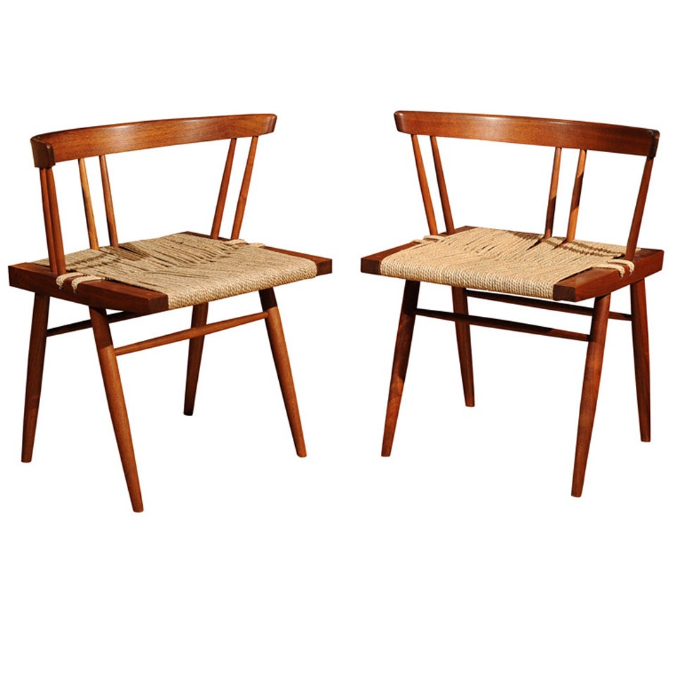 George Nakashima Grass Seat Chairs at 1stDibs