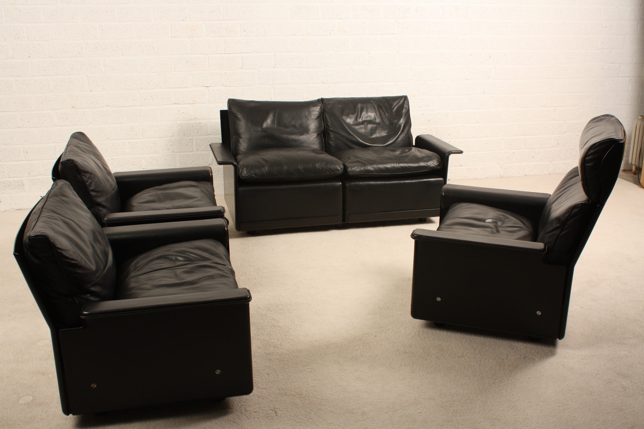 Dieter Rams Chair 620 programm Vitsoe black leather at 1stDibs