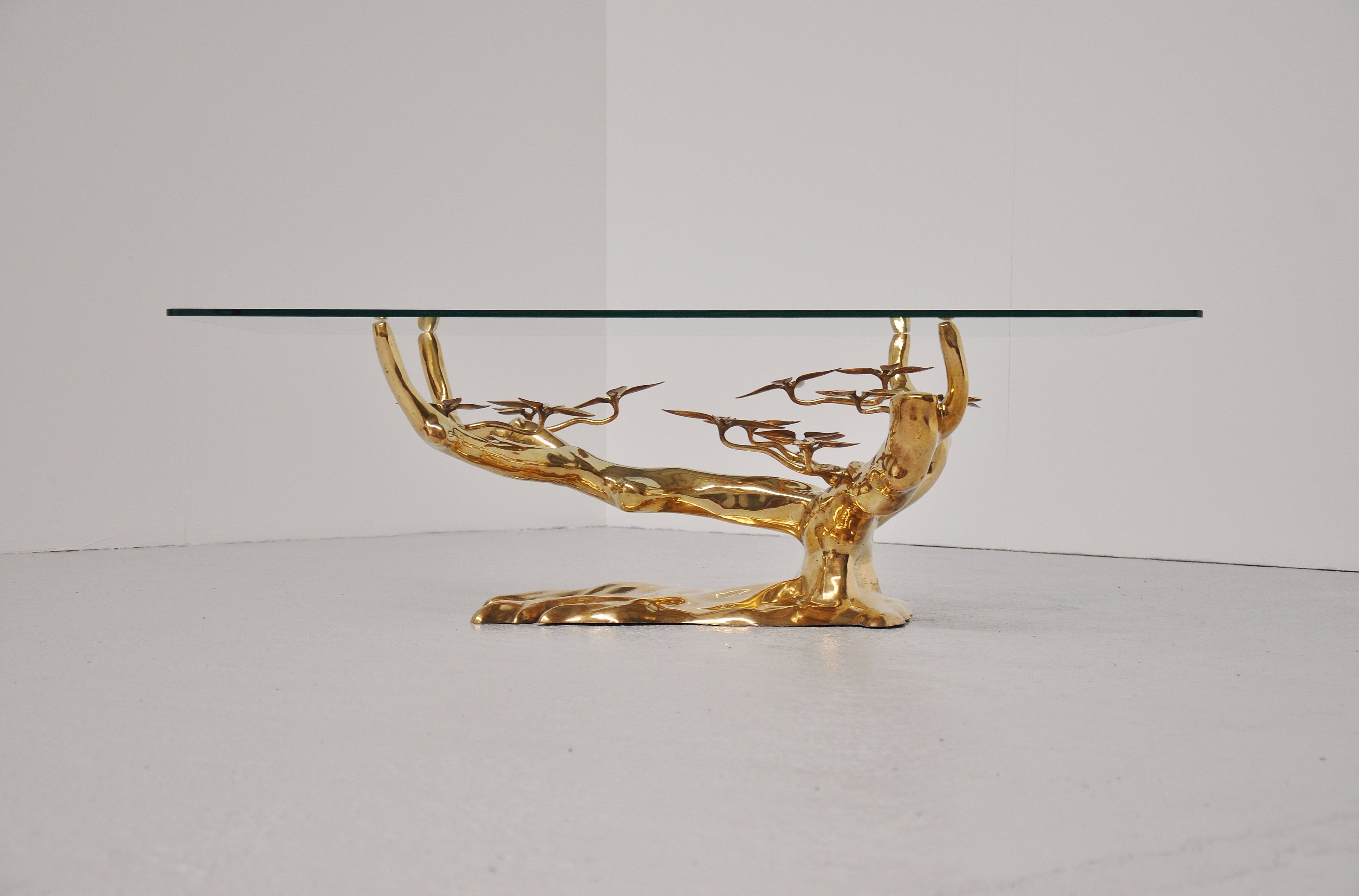 Willy Daro Brass Coffee Table In Tree Form 1970 at 1stDibs