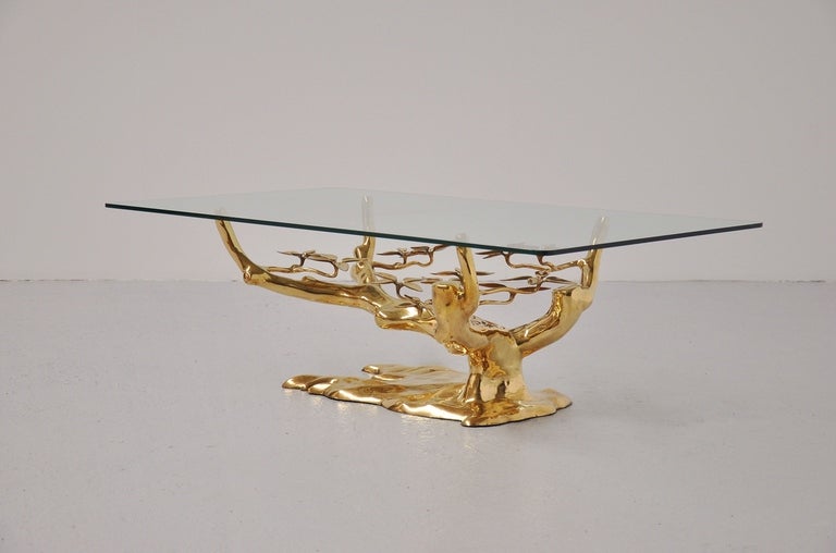 Willy Daro Brass Coffee Table In Tree Form 1970 at 1stDibs
