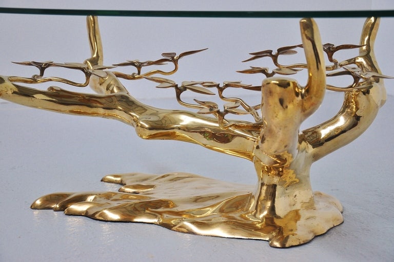 Willy Daro Brass Coffee Table In Tree Form 1970 at 1stDibs