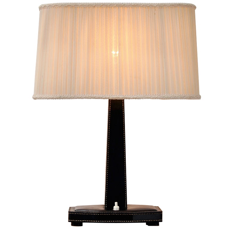 Jacques Adnet Hermes Leather Table Lamp Black at 1stDibs