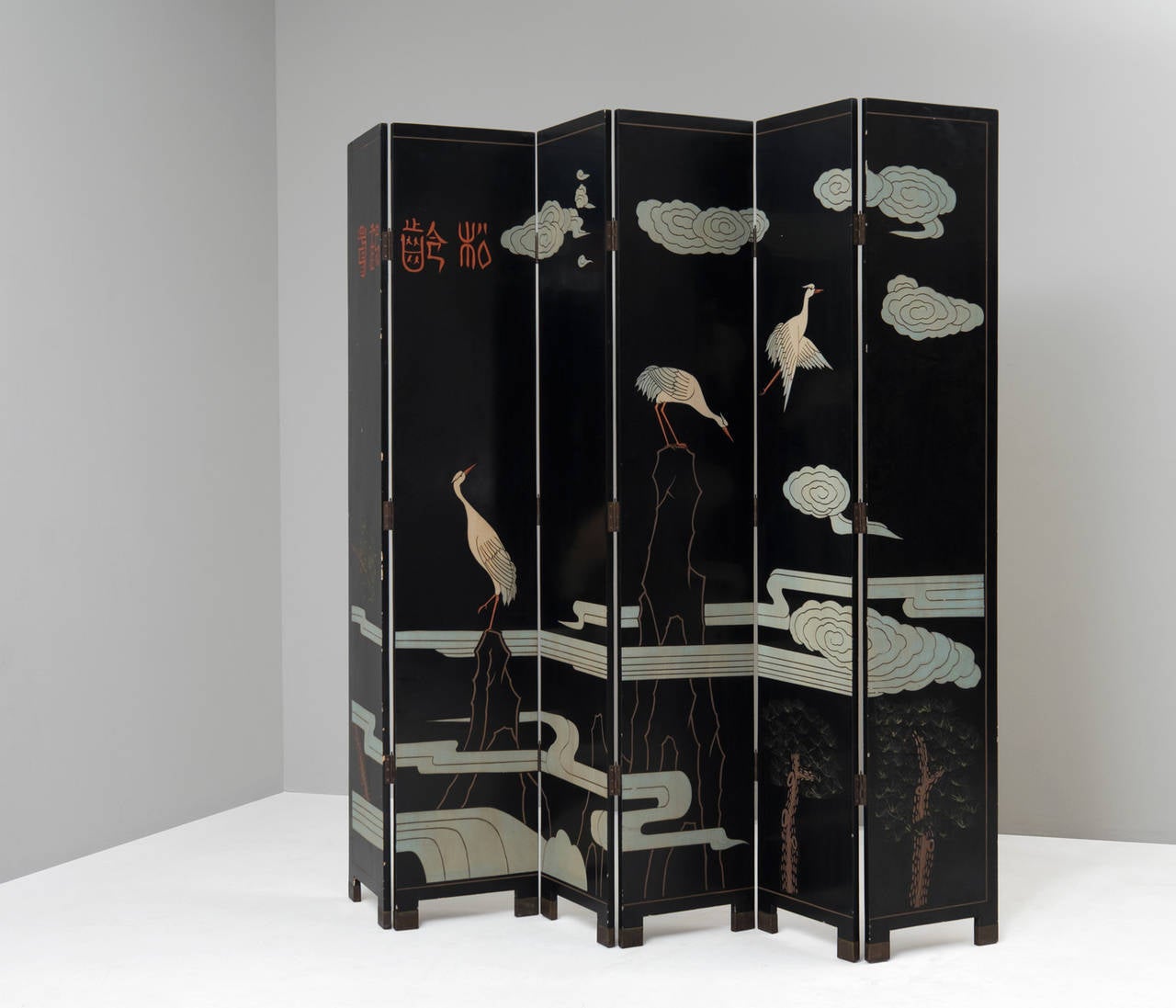 Large Folding Screen with Decorative Panels in Gold Leaf For Sale at ...