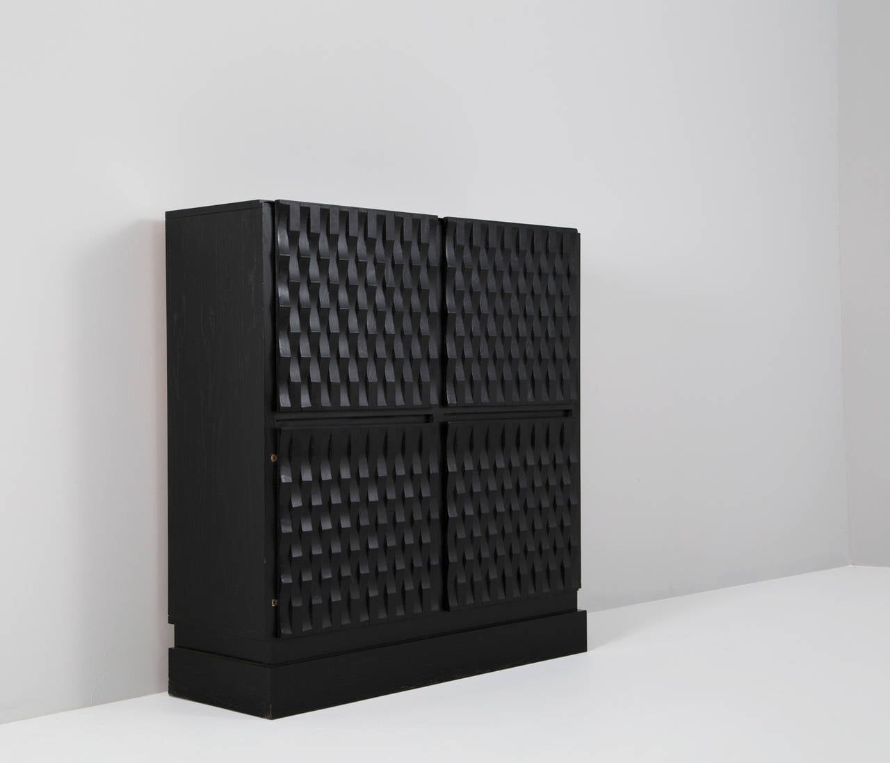 Black Ebonized Brutalist High Board in Solid Oak For Sale at 1stDibs