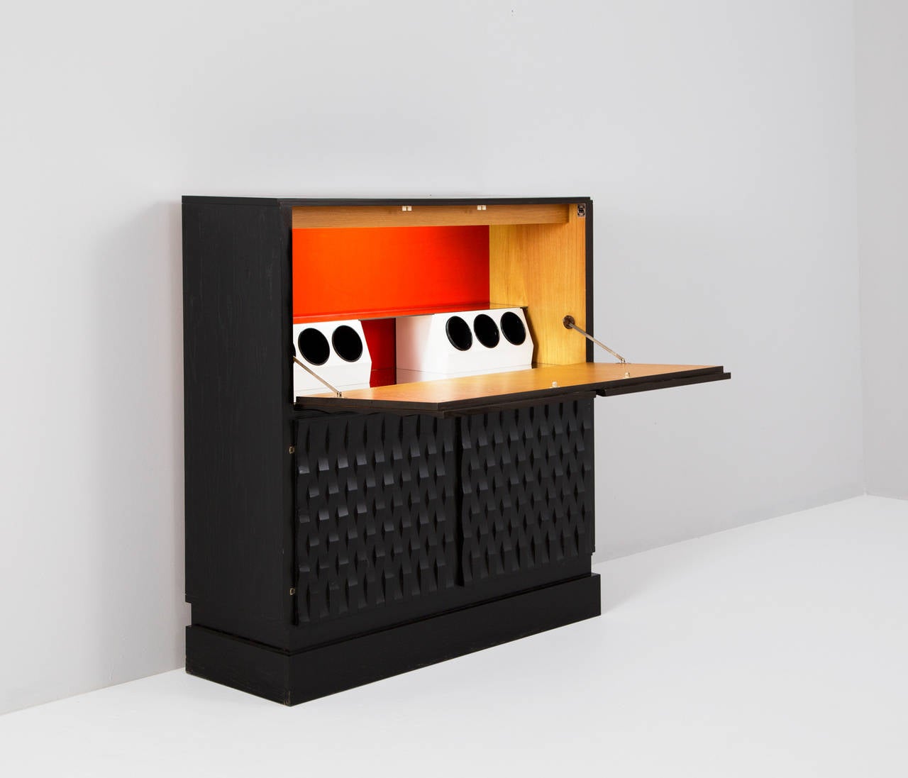 Black Ebonized Brutalist High Board in Solid Oak For Sale at 1stDibs