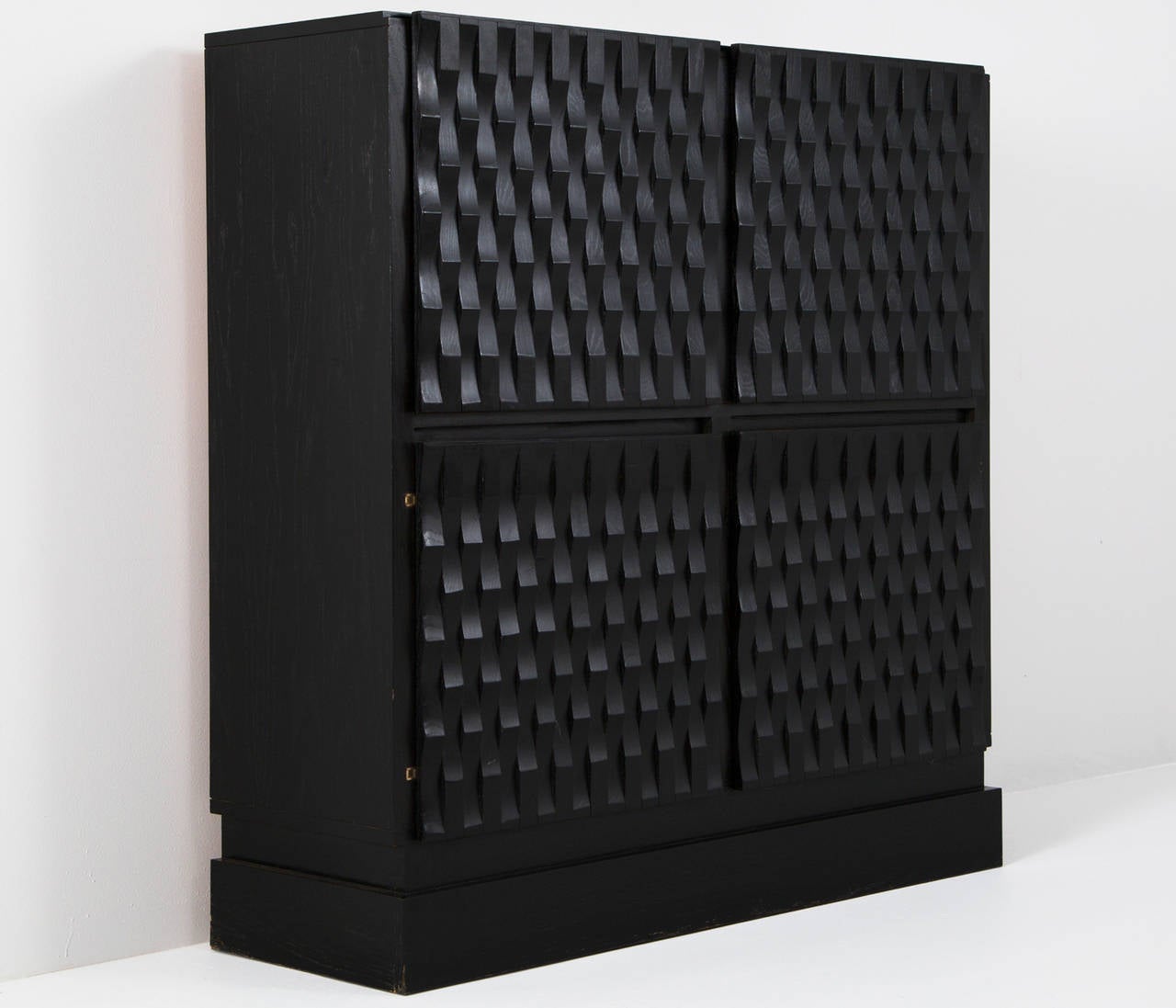 Black Ebonized Brutalist High Board in Solid Oak For Sale at 1stDibs