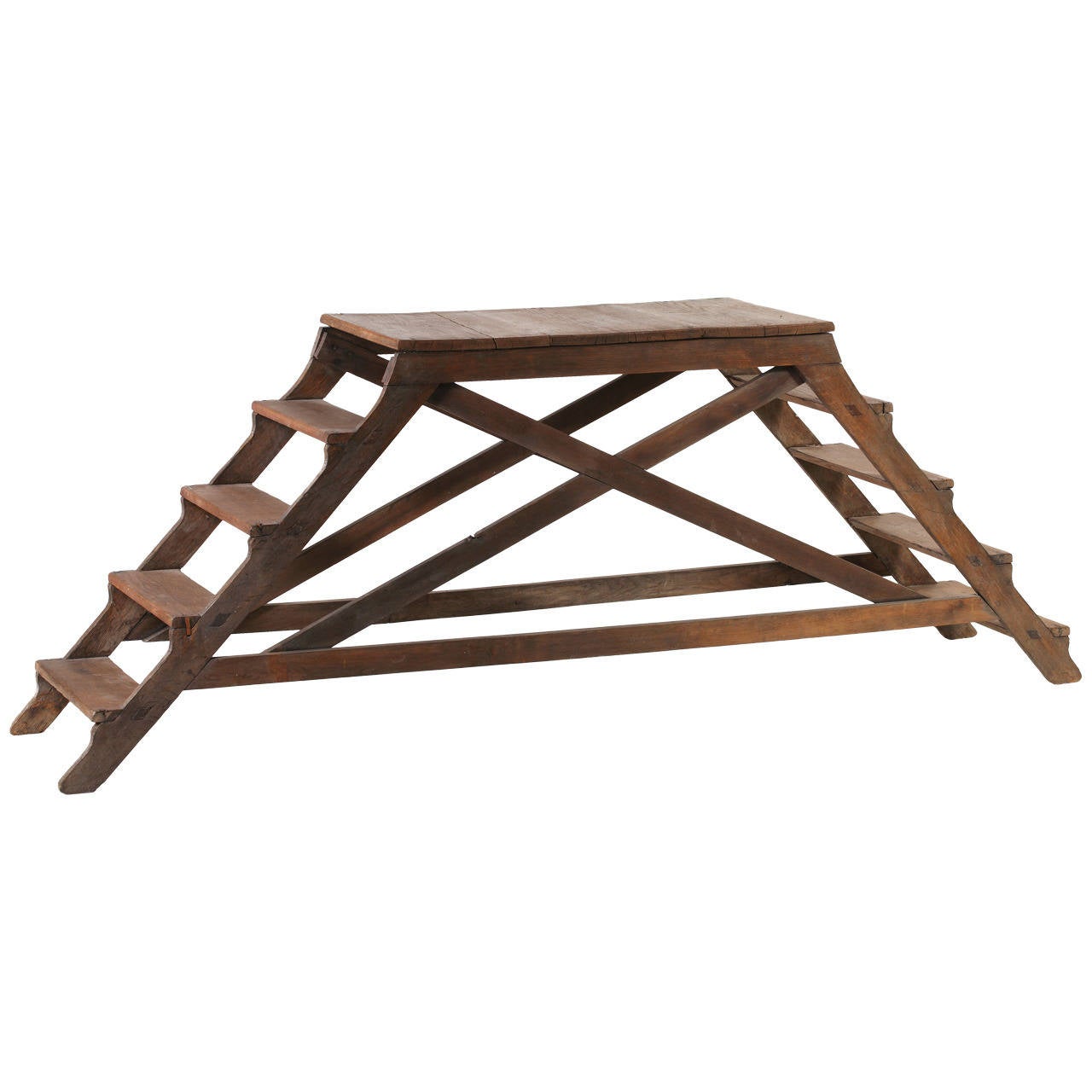 Set of Double-Sided Stained Wood Steps For Sale at 1stdibs