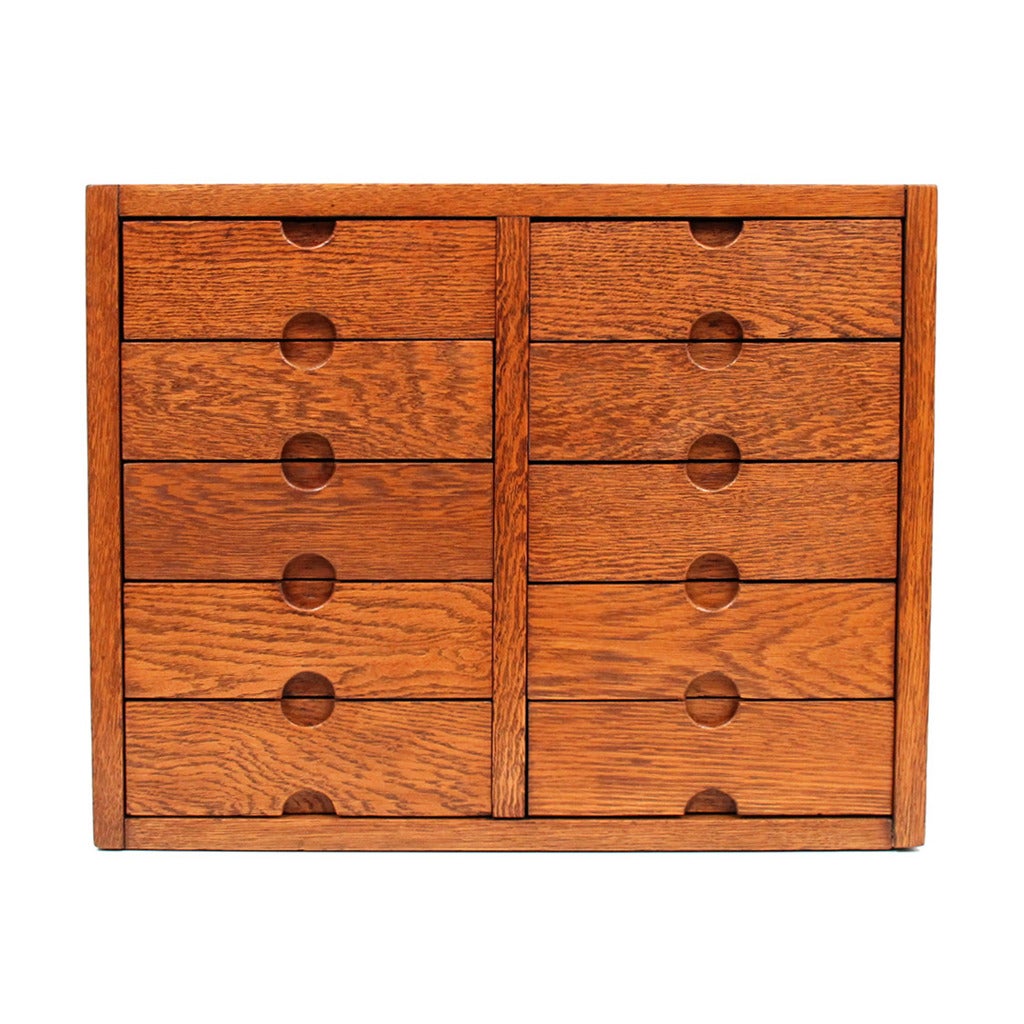Mid Century Modern Oak Jewelry Chest at 1stDibs | modern jewelry chest