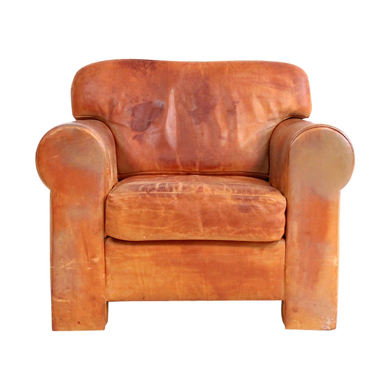 Custom Leather Club Chair at 1stDibs