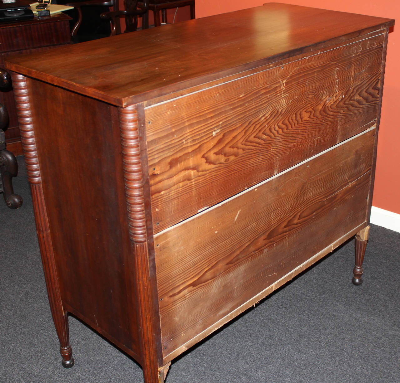 Federal Period Mahogany Graduated Four Drawer Sheraton Chest at 1stDibs