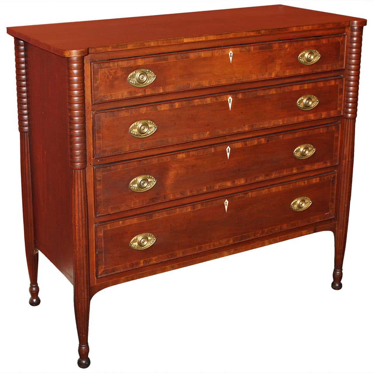 Federal Period Mahogany Graduated Four Drawer Sheraton Chest at 1stDibs