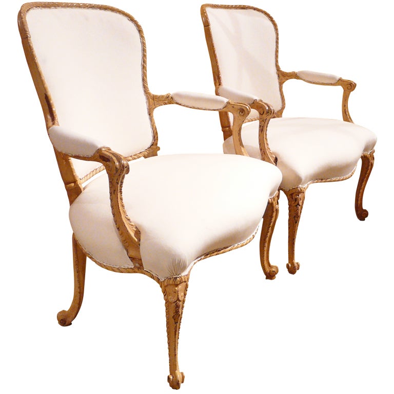 Pair of French Arm Chairs at 1stDibs