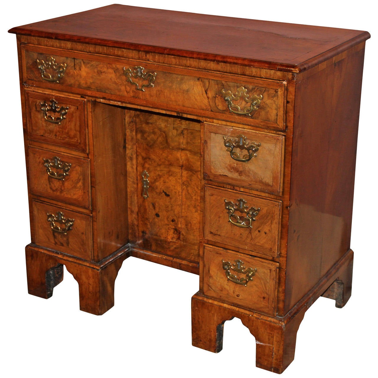 George I Period Walnut Kneehole Desk with Pull-Out Secretaire Drawer ...