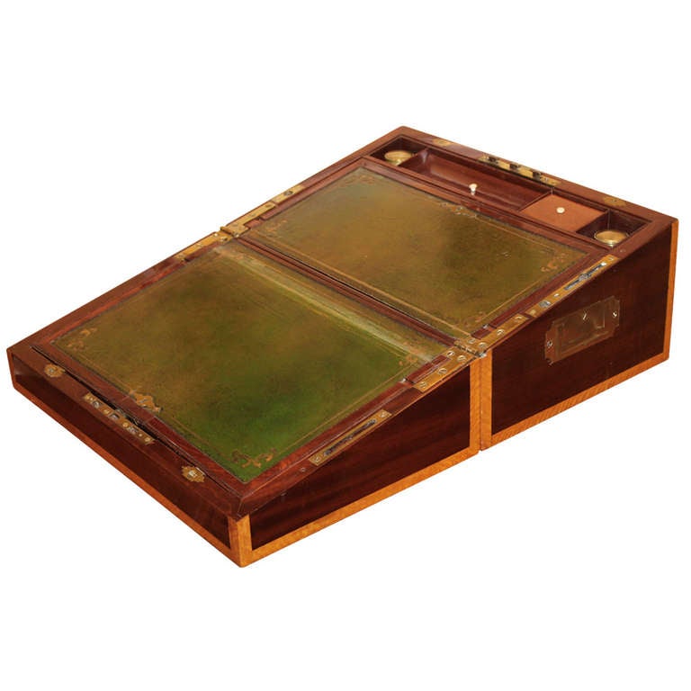 19th c Fine English Mahogany Ship Captain’s Writing Box or Lap Desk at ...