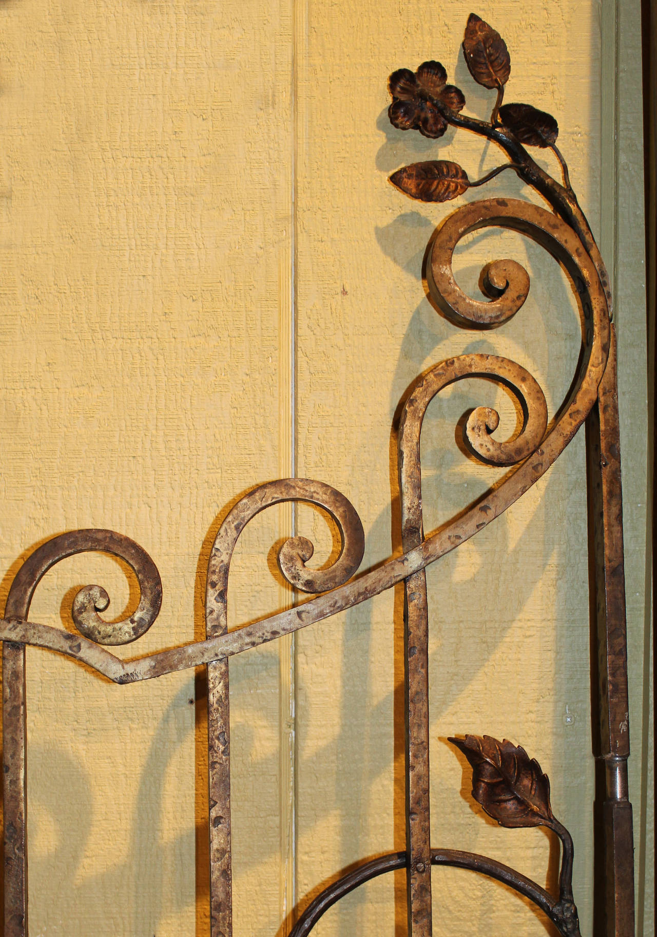 Pair of Iron Garden Gates with Flower and Urn Motif For Sale at 1stDibs