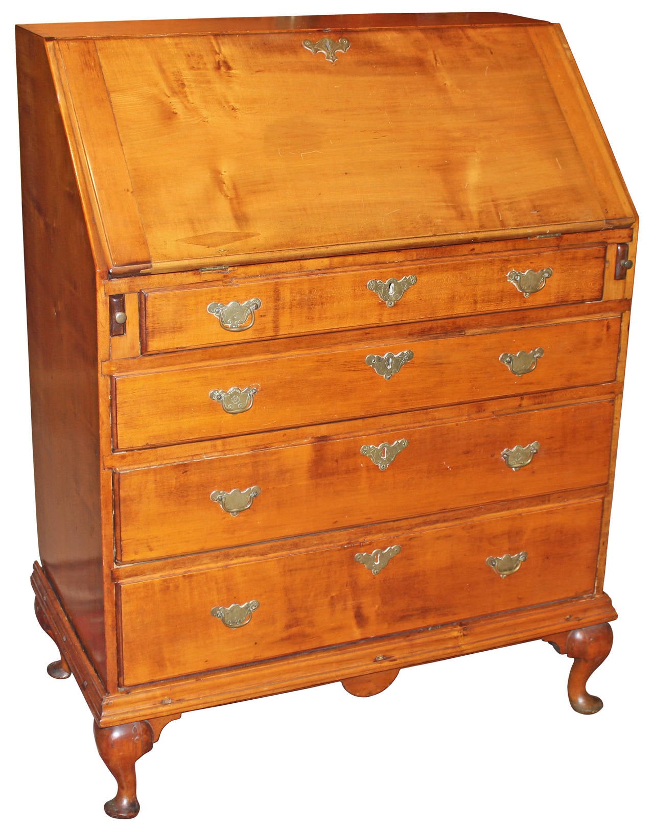 18th Century New England Maple Queen Anne Slant Front Desk on Frame at ...