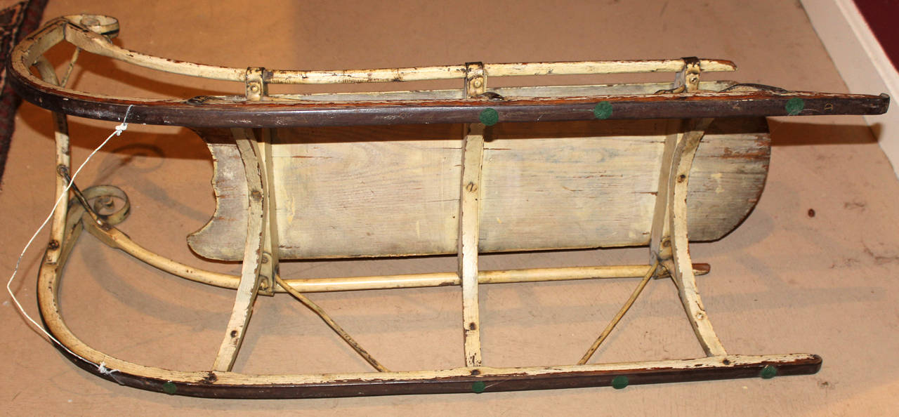 19th Century Child’s Sled in Original White Paint, “Carlista” For Sale ...