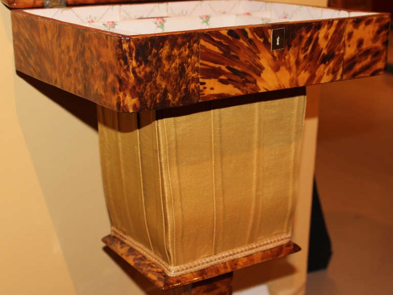 Tortoise Shell Sewing Box on Stand circa 1860 For Sale at 1stDibs