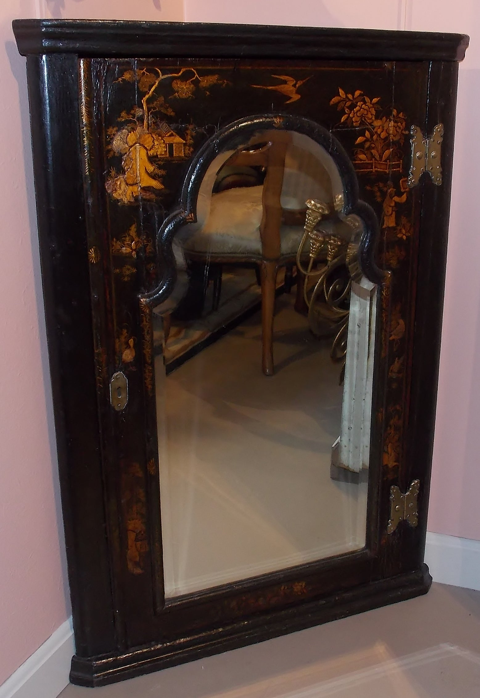 18th Century New England Primitive Blue Painted Pewter Cupboard or ...