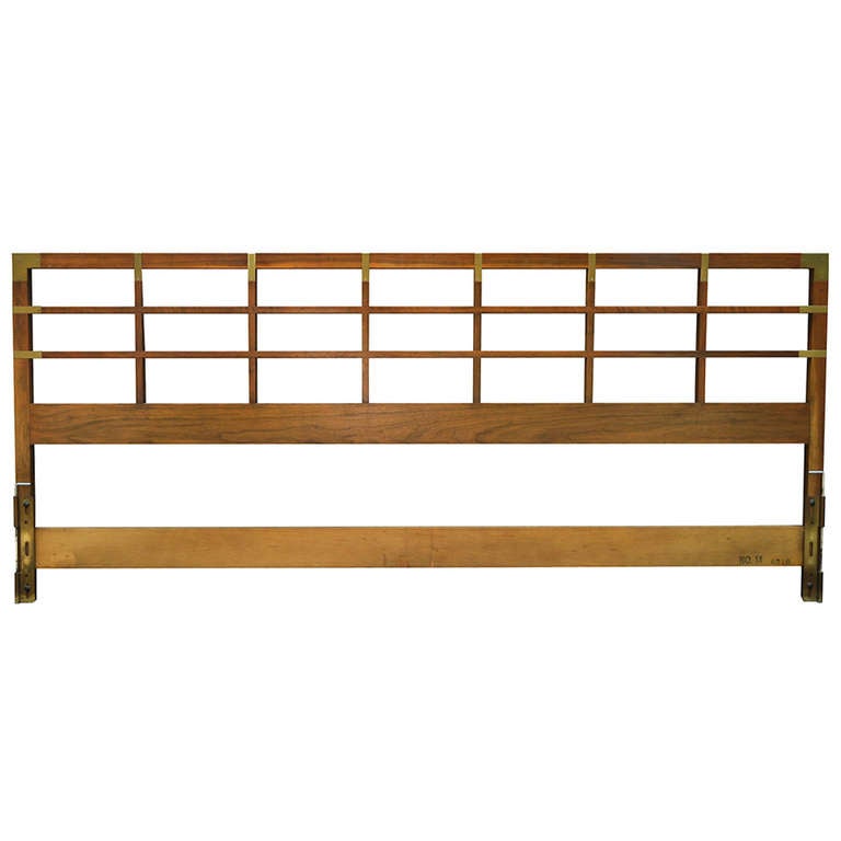 Baker Milling Road Campaign Style King Size Bed Headboard with Brass ...