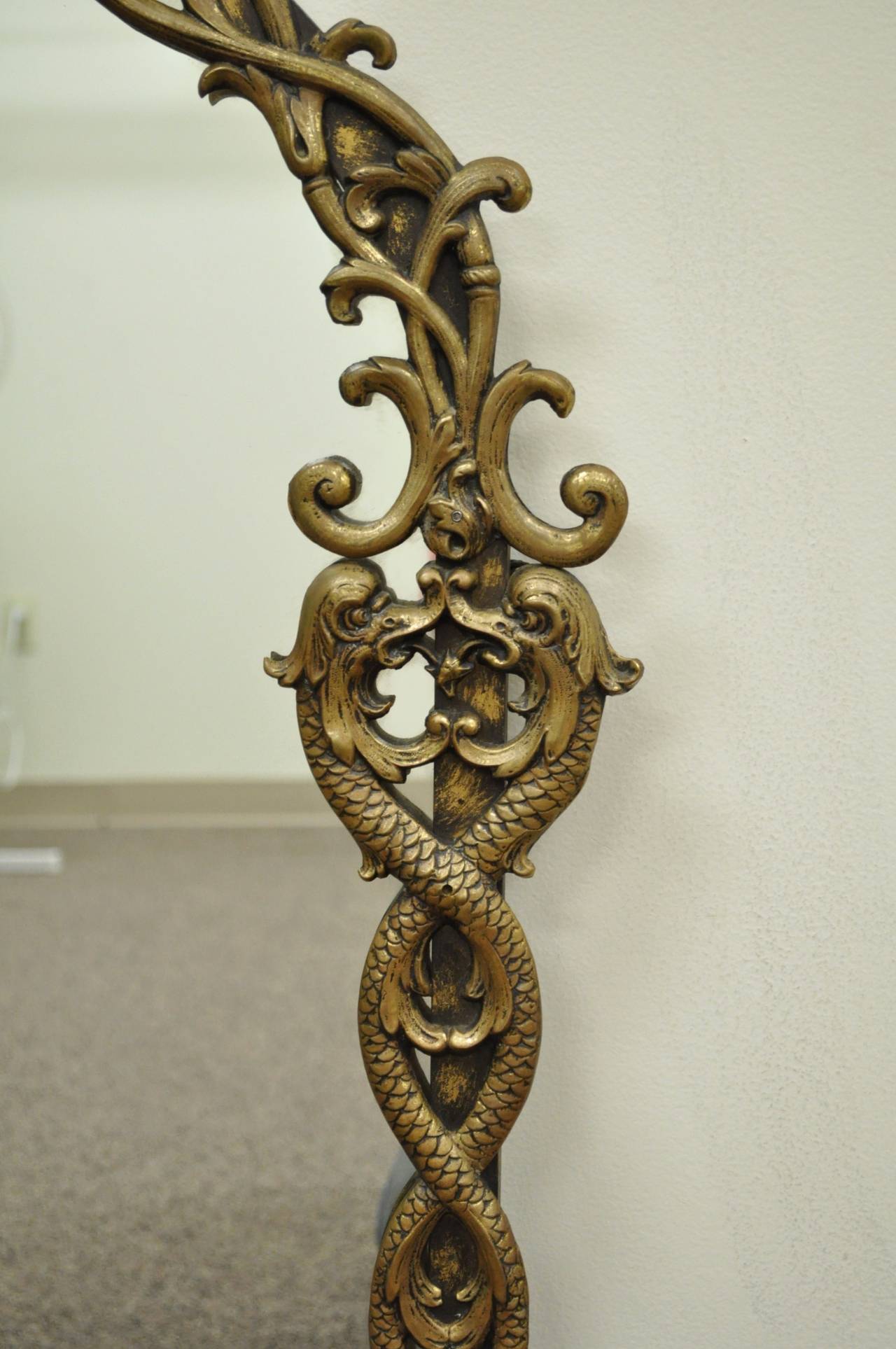 19th C. Bronze Poseidon Scrolling Serpent or Dolphin Console Wall ...