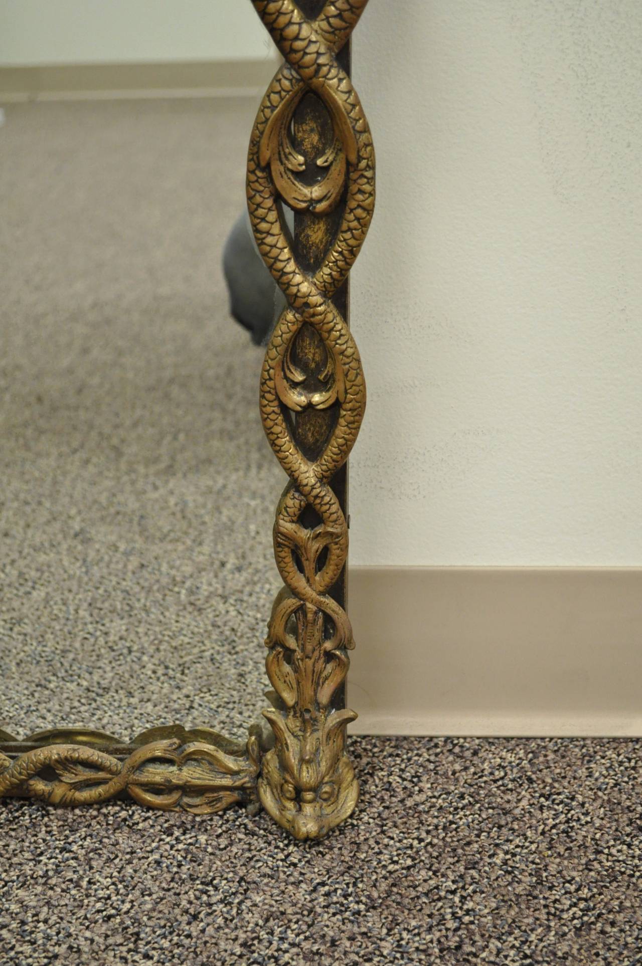 19th C. Bronze Poseidon Scrolling Serpent or Dolphin Console Wall ...