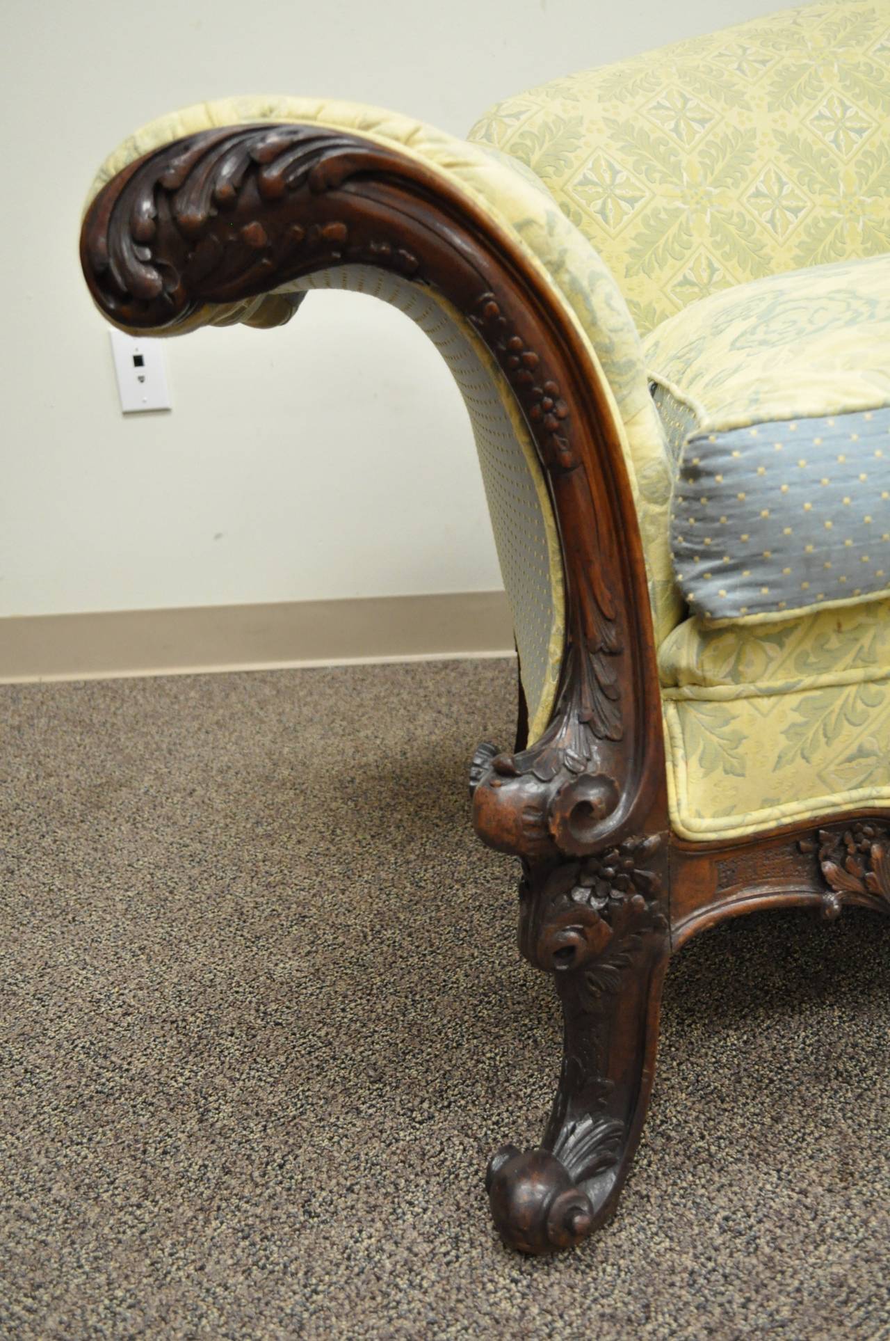 19th Century Georgian Style Rolled Arm Carved Mahogany Antique Curved ...