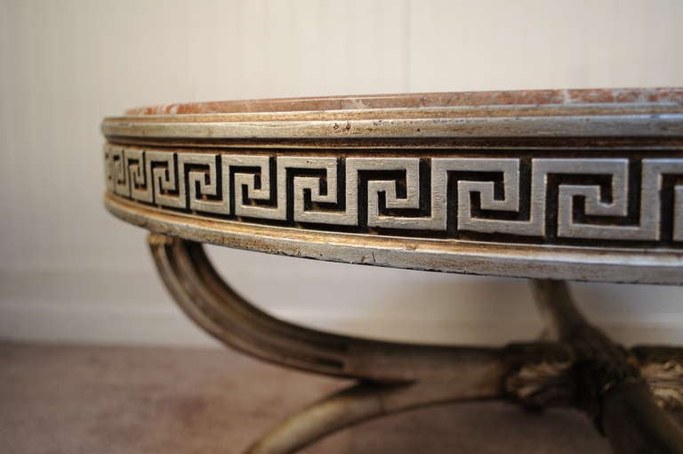 Vintage Neoclassical Style Greek Key Polychrome Painted Marble Top ...