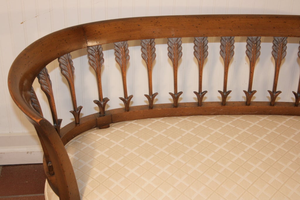 Unique Regency Style Arrow Back Carved Wood Half Round Bench at 1stDibs