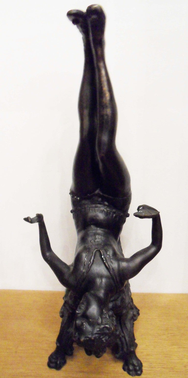 Early 20th Century Bronze Pair Of Figures Representing an Acrobat Woman ...