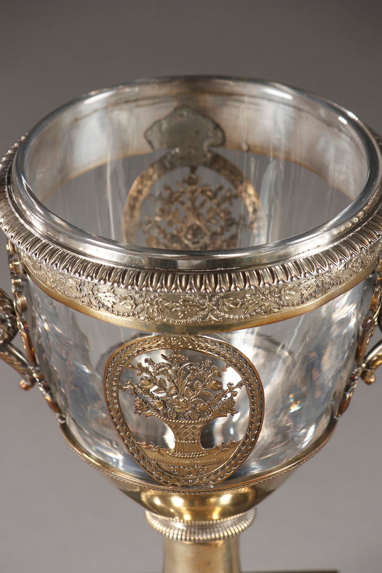 Silver mounted crystal jam pot with greyhounds For Sale at 1stDibs