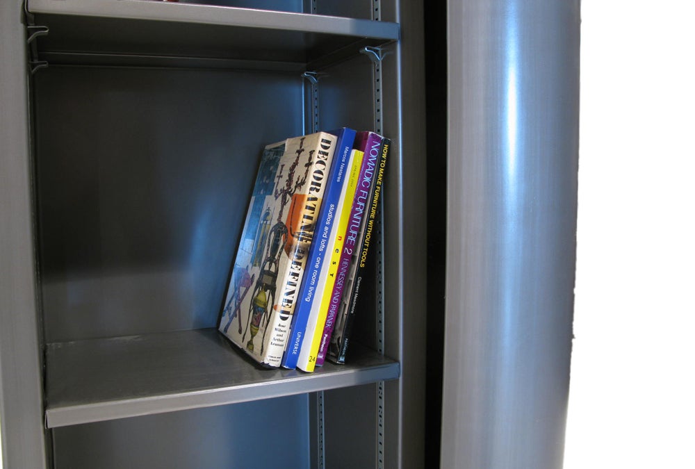 Steel Handmade Riveted Wing Bookshelf For Sale at 1stDibs