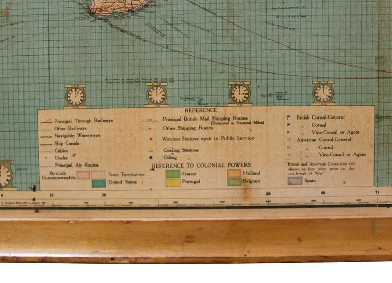 large framed world map at 1stDibs