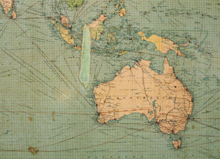 large framed world map at 1stDibs